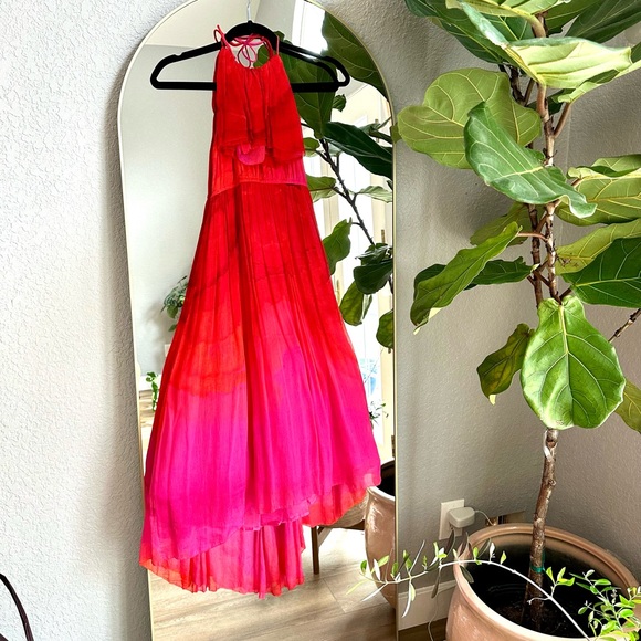 Tracy Reese | Dresses | Tracy Reese Cascade Dress Red And Pink Ombr Tie ...